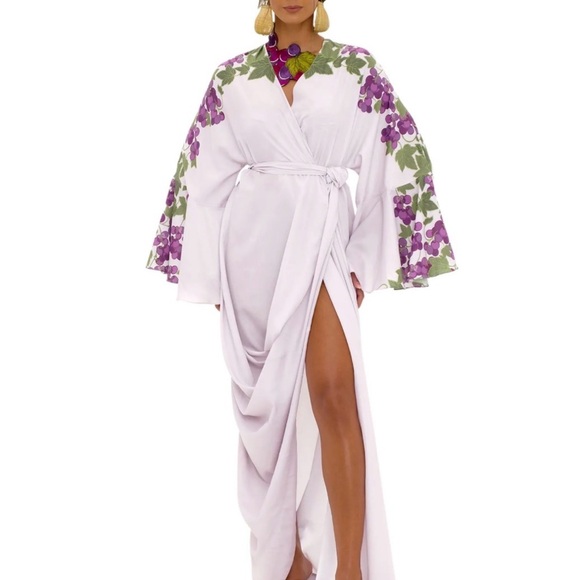 Andrea Iyamah | Intimates & Sleepwear | Womens Floral Sleeve Satin Wrap ...